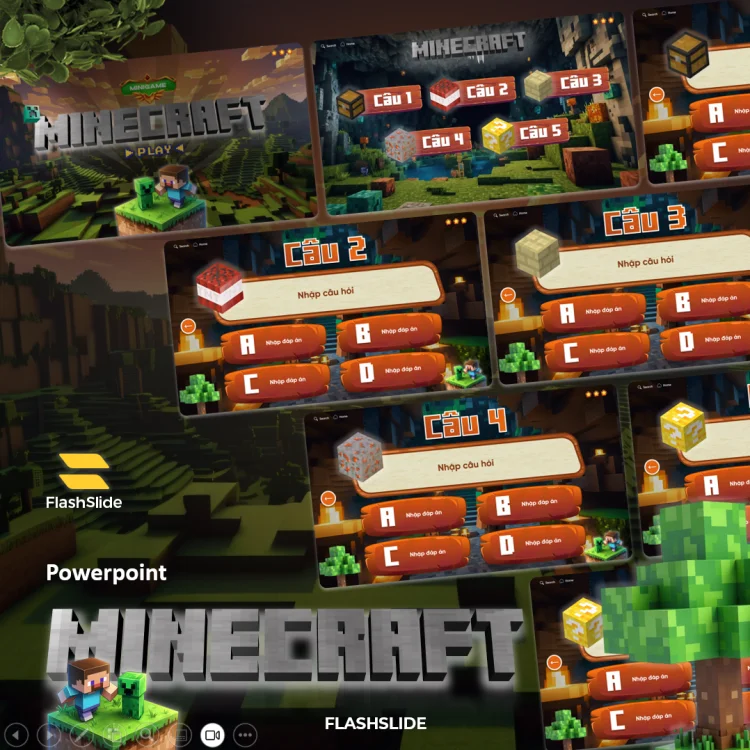 Mẫu PowerPoint Minigame Quiz Minecraft | FlashSlide