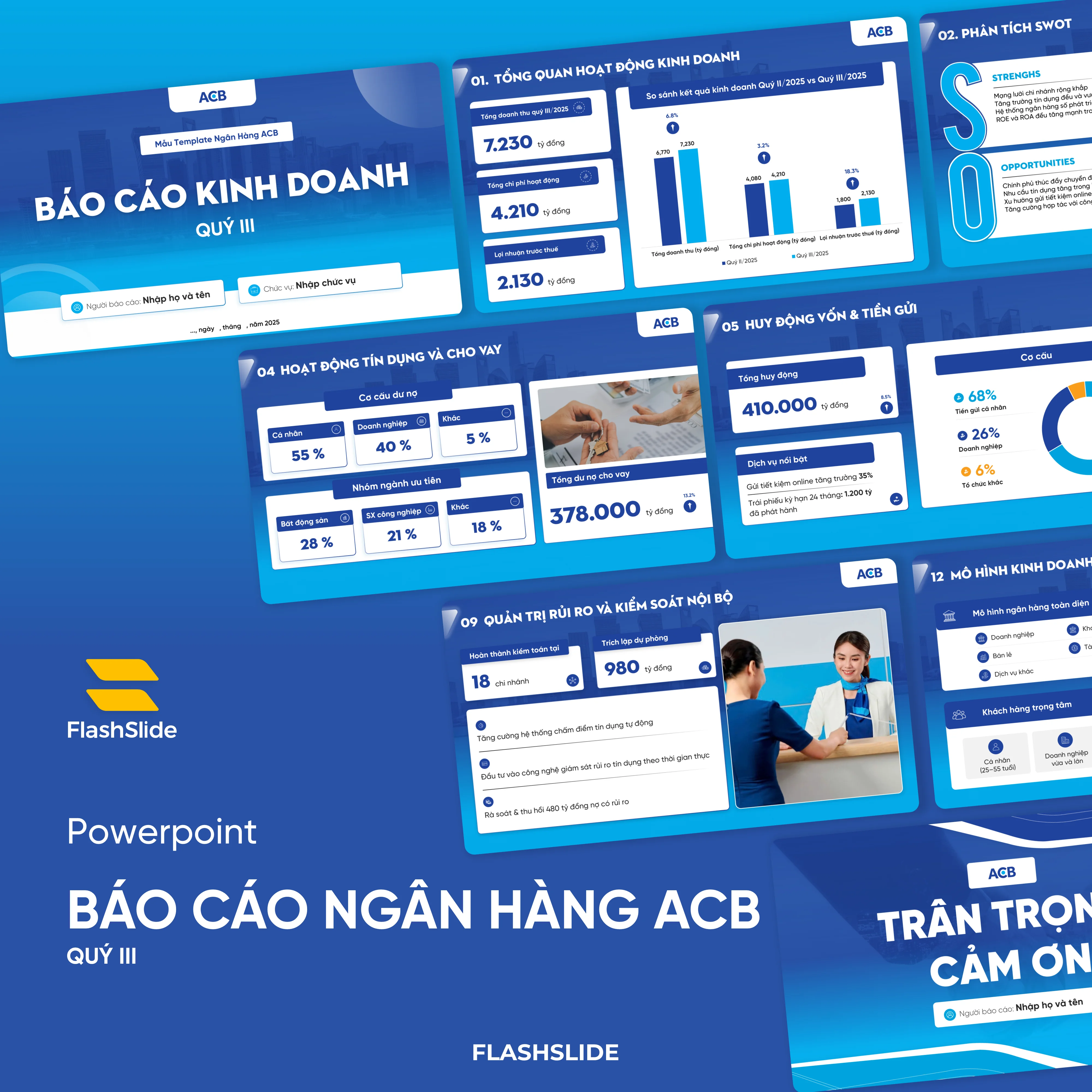 Mẫu PowerPoint Báo cáo Kinh doanh Quý III Ngân hàng ACB | FlashSlide