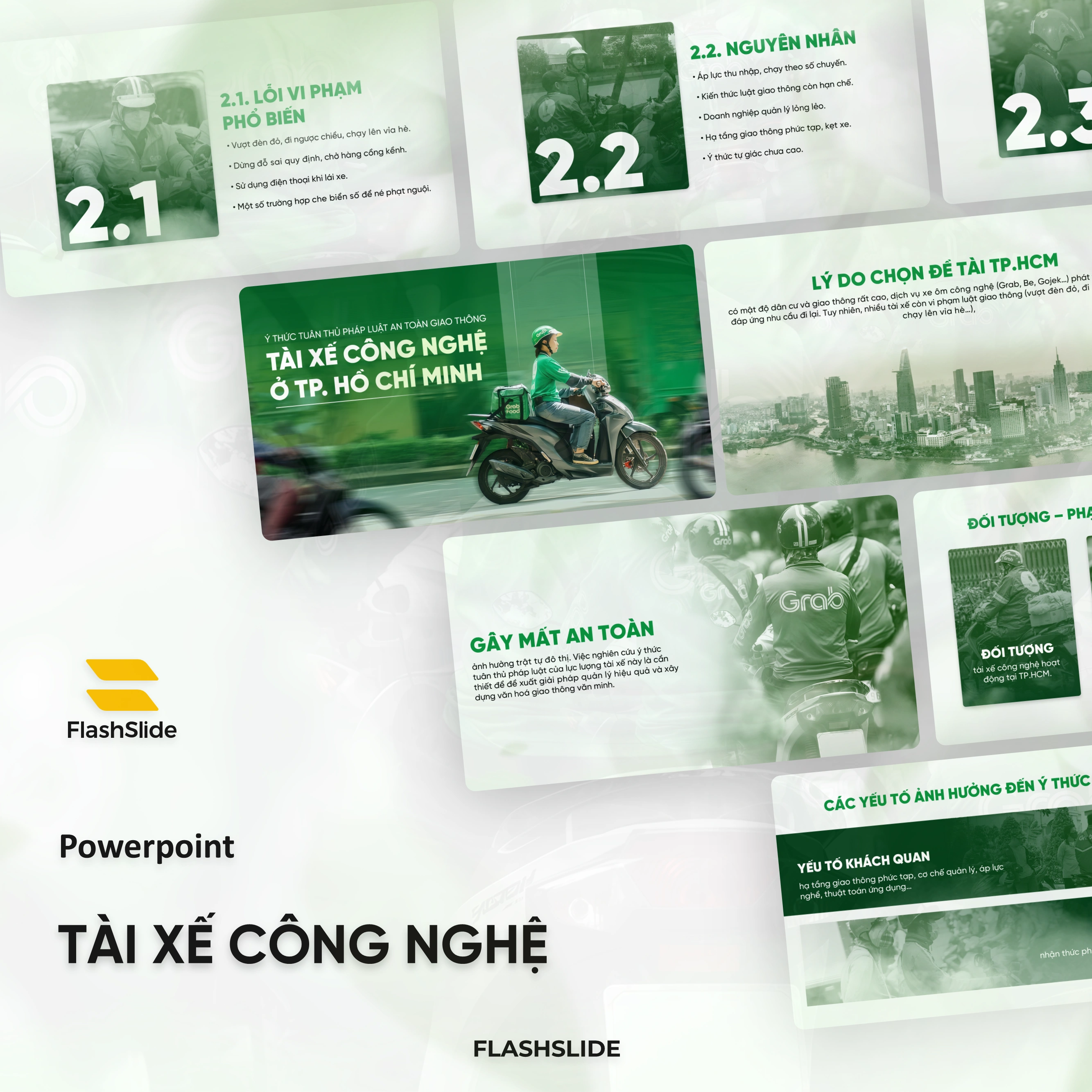 Mẫu PowerPoint Tài Xế Công Nghệ ( Grab ) | FlashSlide